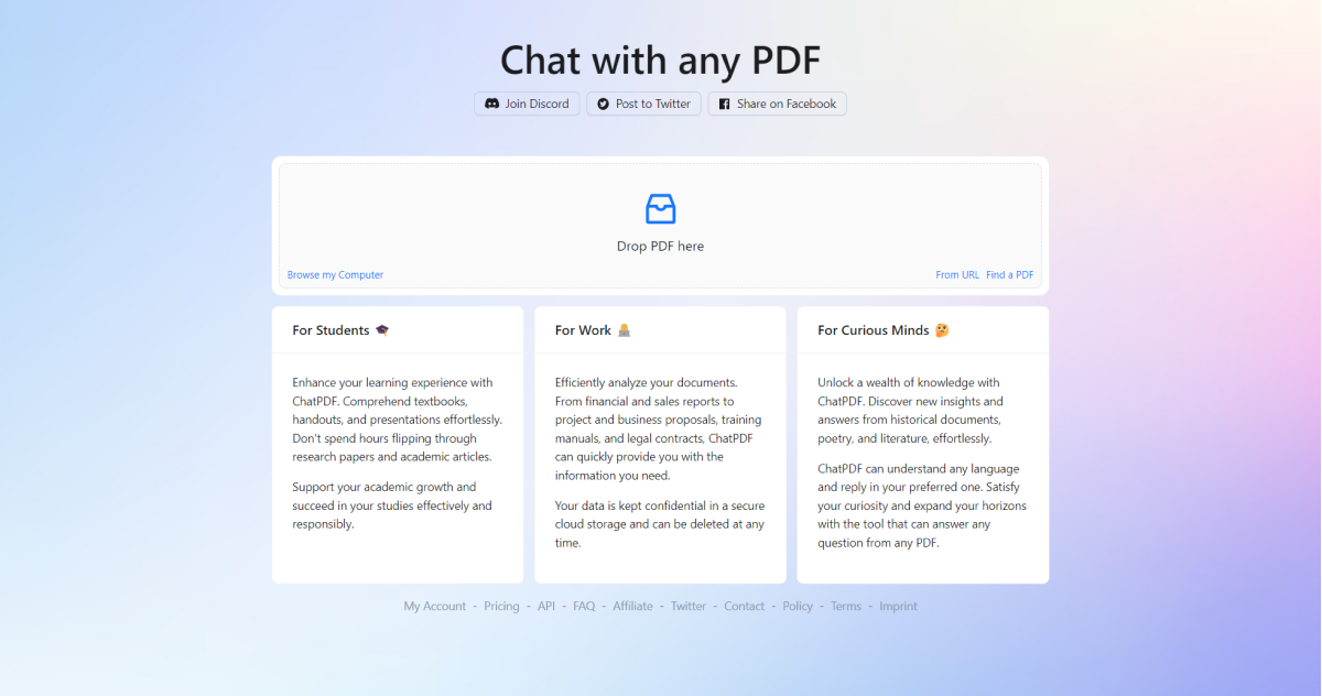【2025最新】ChatPDFとは？特徴や使い方、料金まで解説！| 日本最大の生成AIデータベース「AIツールギャラリー」